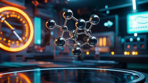Futuristic Molecular Structure Visualization Inside A High Tech Laboratory Space Stock Video