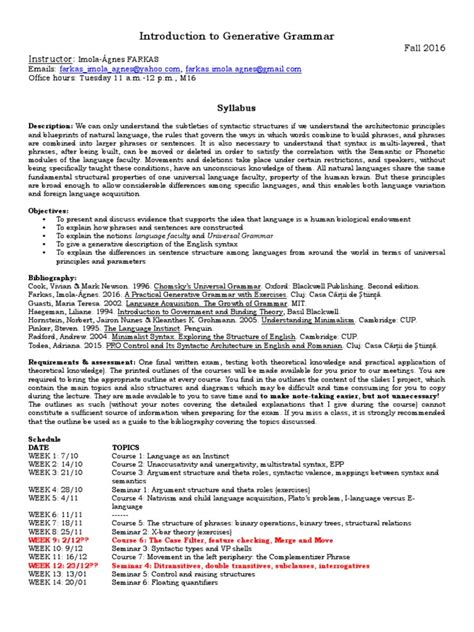 Syllabus Pdf Pdf Syntax Phrase