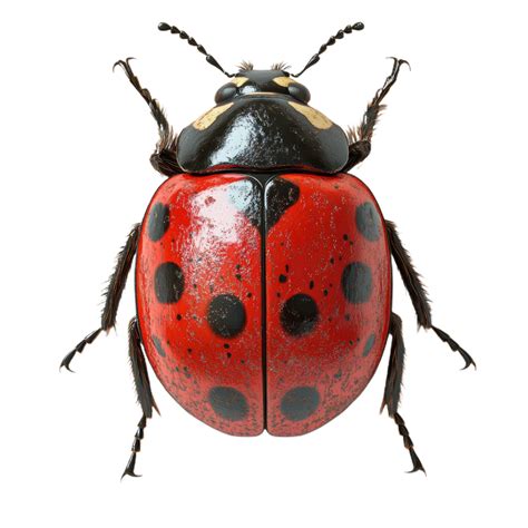 Photorealistic 3d Ladybug With Glossy Shell Showcasing Vibrant Red And