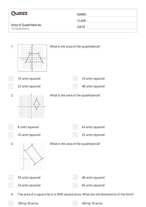 50 Area Of Quadrilaterals Worksheets For 8th Class On Quizizz Free