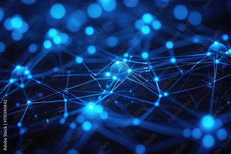 Complexity In Connections An Abstract Portrayal Of Bright Blue Nodes