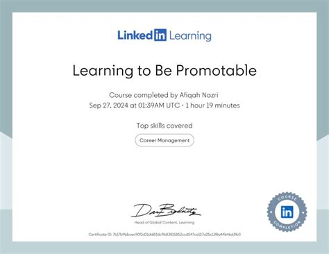 Afiqah Nazri On Linkedin Certificate Of Completion