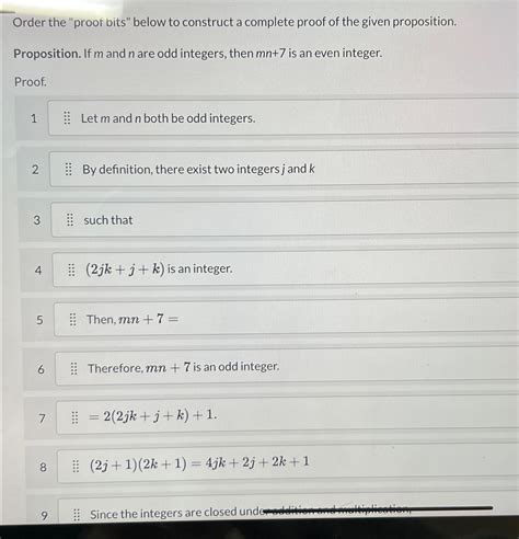 Solved Order The Proof Bits Below To Construct A Complete Chegg