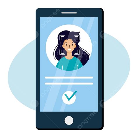 Smartphone Facial Recognition System Womans Avatar Ensures Digital Security And Data Protection