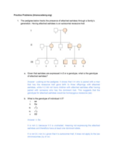 Solution Genetic Inheritance Patterns And Pedigree Analysis Studypool