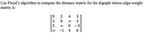 Use Floyds Algorithm To Compute The Distance Matrix