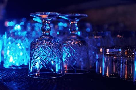 Premium Photo Close Up View Of Row Of Empty Glasses On Table In The