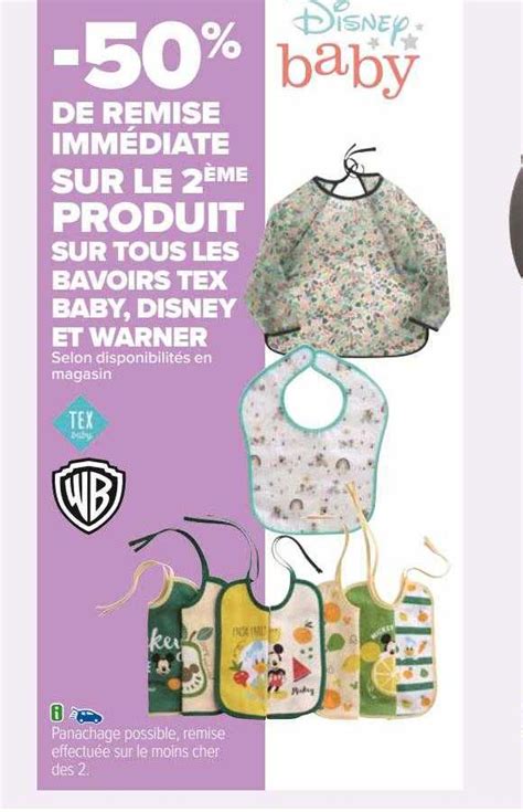 Promo Les Bavoirs Tex Baby, Disney Et Warner chez Carrefour - iCatalogue.fr