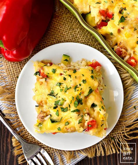 Cheesy Vegetable Sausage And Rice Casserole Iowa Girl Eats