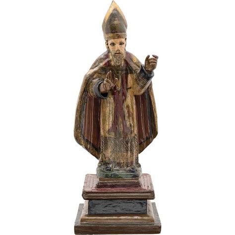 San AgustÍn MÉxico Siglo Xix Talla En Madera Policromada Y Dorada