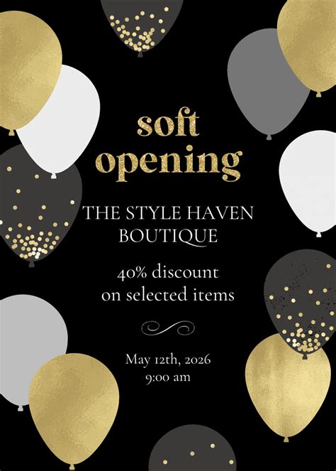 Luxe Balloons Grand Opening Poster Template Greetings Island