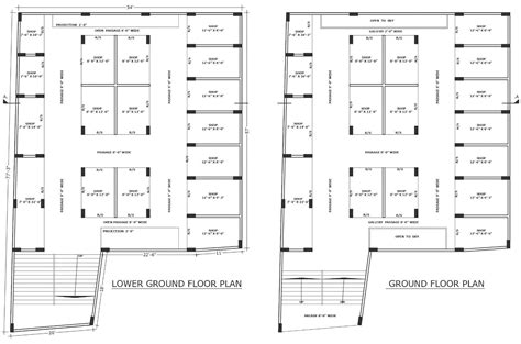 Lower Ground Floor And Ground Floor Plan With Elevation Section And Other Details Dwg Autocad