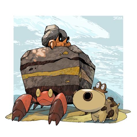 Crustle Dwebble And Hippopotas Pokemon Drawn By Oyasuminjyutsu
