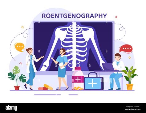 Roentgenography Illustration With Fluorography Body Checkup Procedure