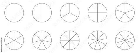 Segment Slice Icon Pie Chart Template Circle Section Graph Line Art