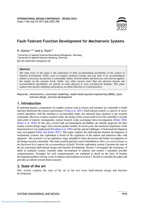 Pdf Fault Tolerant Function Development For Mechatronic Systems