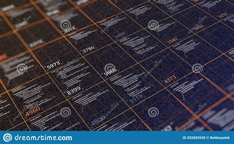 Table With Computer Code Data Animation Informational Table Of