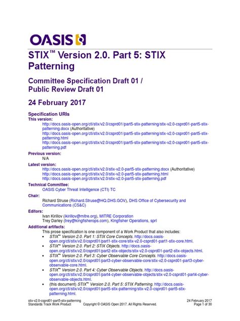 stix v2 0 csprd01 part5 stix patterning pdf integer computer