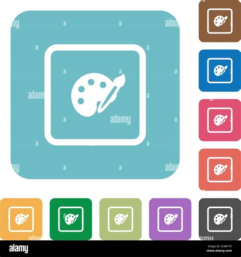 Adjust Object Color White Flat Icons On Color Rounded Square Backgrounds Stock Vector Image