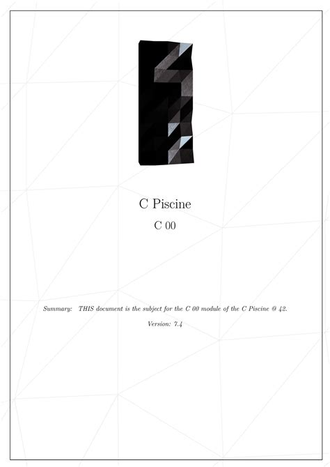 C00 C Piscine C 00 Summary This Document Is The Subject For The C 00