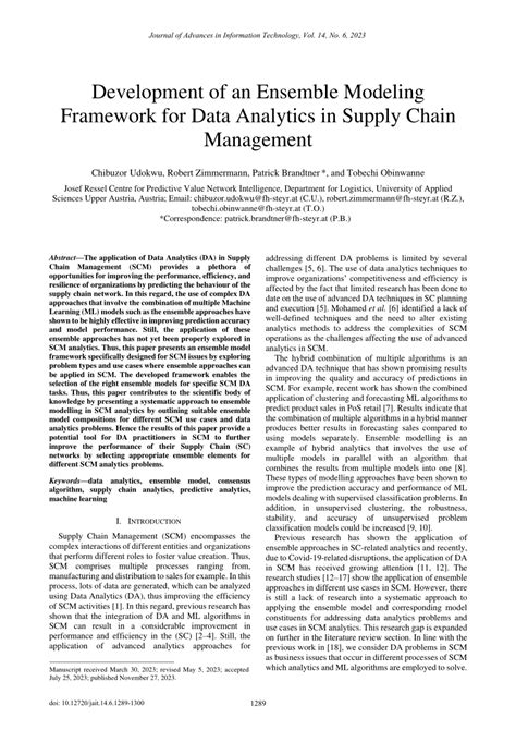 pdf development of an ensemble modeling framework for data analytics
