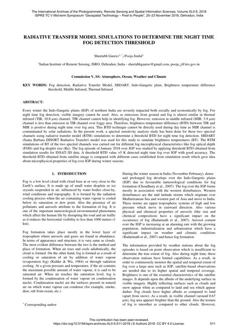 pdf radiative transfer model simulations to determine the night time