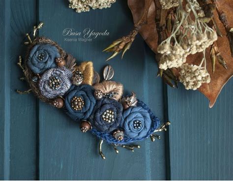 Купить Брошь ручной работы Отражения в реке тёмно синий темно синяя брошь Брошь Работы