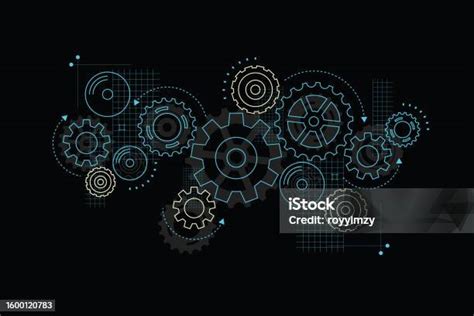 Latar Belakang Mekanisme Roda Gigi Abstrak Teknologi Mesin Ilustrasi