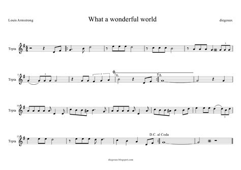 diegosax What a wonderful World de Louis Armstrong Partitura fácil de Flauta Violín Saxofón