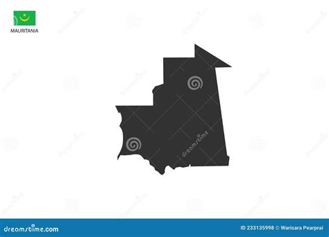 Mauritania Map Black Silhouette Country Map Isolated On White