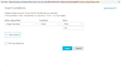Word Add In Conditions On Hidden Fields Support Titan