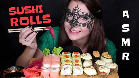АСМР СУШИ РОЛЛЫasmr Mukbang Sushi Rolls Eating Sounds Youtube