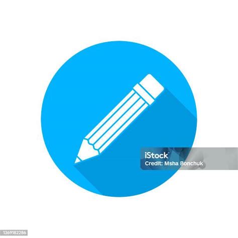 Icône De Crayon De Couleur Bleue Avec Ombre Isolée Sur Fond Blanc