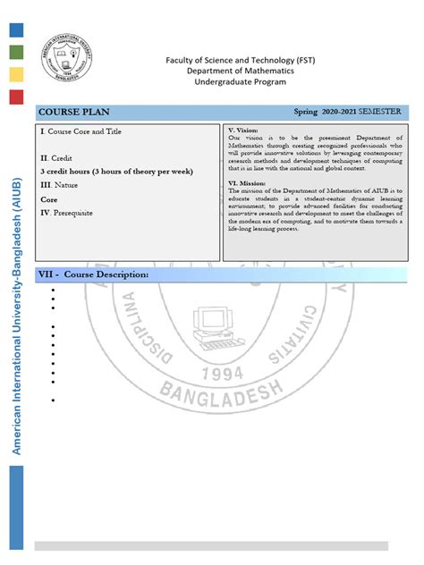 Course Outline Obe Math 4 Spring 20 21 Pdf Eigenvalues And Eigenvectors Matrix Mathematics