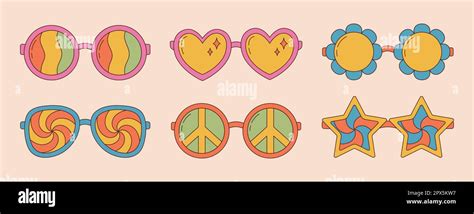 Collection Of Groovy Hippie Sunglasses In Trendy Retro 1970s Style