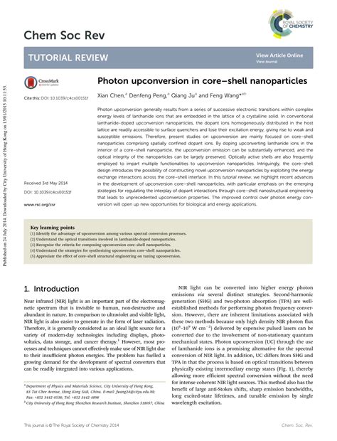 Pdf Photon Upconversion In Core Shell Nanoparticles