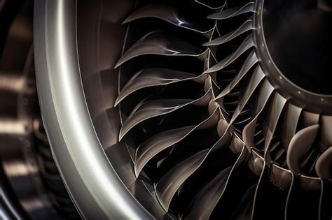 Premium Photo Closeup Of Fan Blade Of Steel Aircraft Engine Turbine