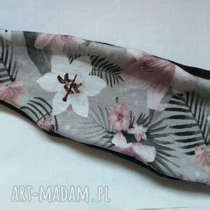 opaska damska kwiatowa wiosenna z dzianiny na podszewce ღ art Madam pl