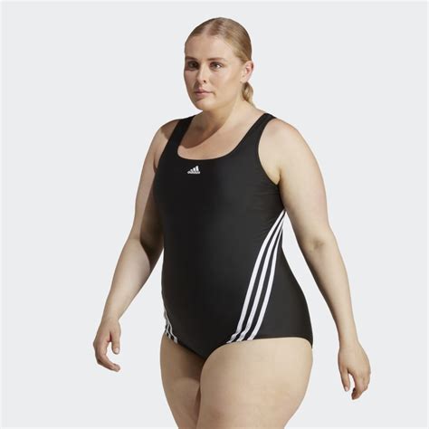 Plus Size Womens Black 3 Stripes Swimsuit Adidas Us