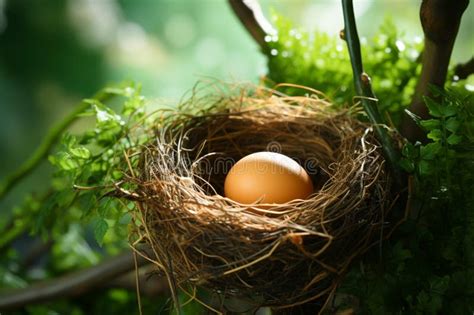 Natures Anticipation Single Egg Rests In A Cozy Nest Stock Illustration