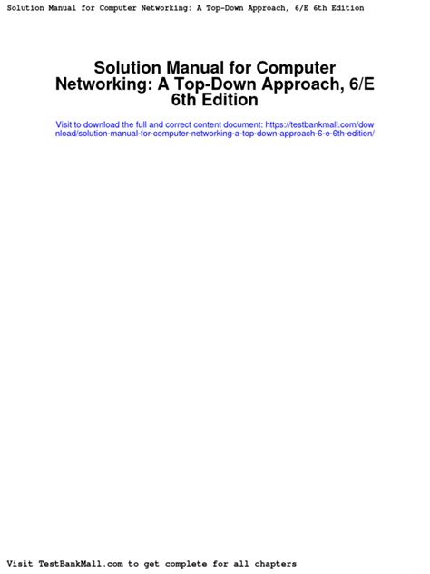 Full Solution Manual For Computer Networking A Top Down Approach 6 E 6th Edition Pdf Docx Full