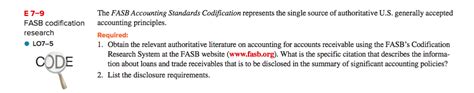 Solved E 7 9 Fasb Codification Research The Fasb Accounting