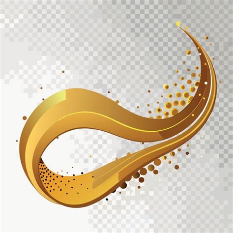 Abstract Random Dot Particles Wavy Flowing By Gold Gradient Curve Shape