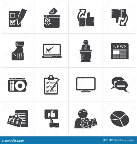 Black Voting And Elections Icons Stock Vector Illustration Of