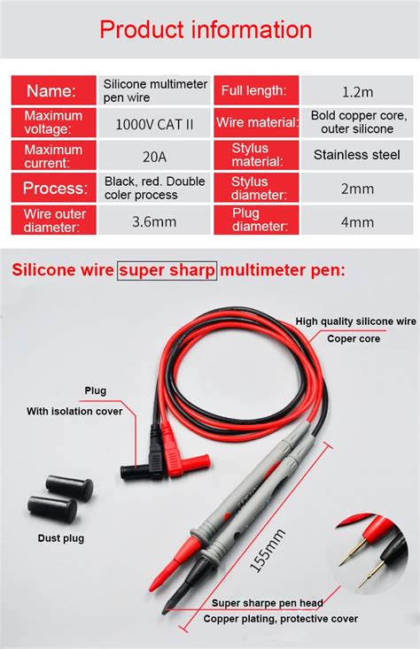V A Super Sharp Silicone Alligator Clip Test Leads N For Multimeter Products From Shenzhen