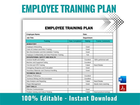 Training Schedule 45 Employee Training Plan Templates Word Excel