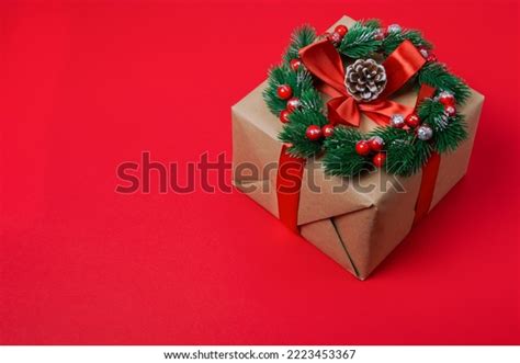 Gift Wrapped Brown Paper Tied Red Stock Photo 2223453367 Shutterstock