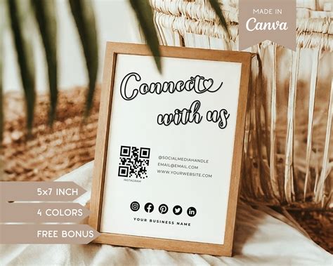 Social Media Sign Custom Qr Code Sign Small Business Sign Template