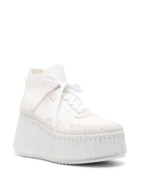 Chloé Nama Platform Wedge Sneakers White Farfetch