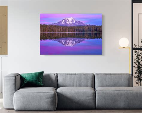 Mt Adams Under Twilight Sky In The Water Reflection Washington State Nature Photography